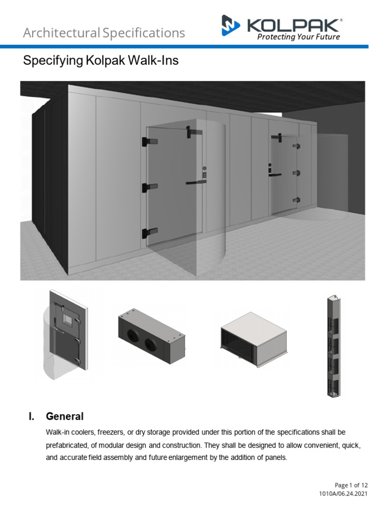 Kolpak Walk-In Cooler Specifications | PDF | Door | Chlorofluorocarbon