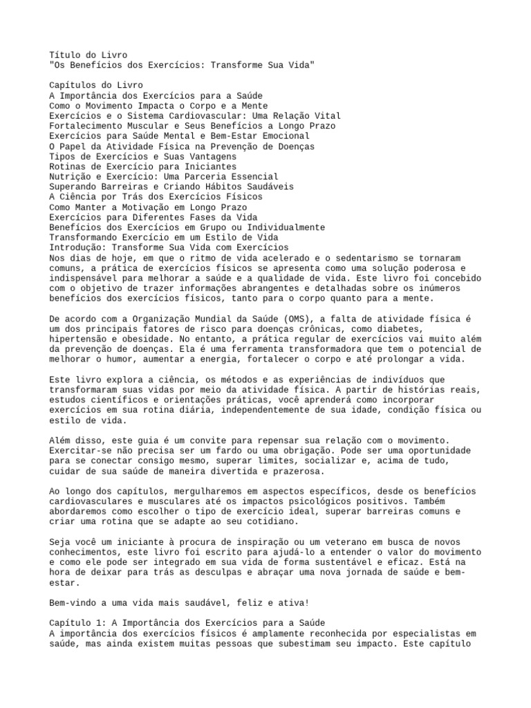 Os Benefícios dos Exercícios Transforme Sua Vida | PDF Os Benefícios dos Exercícios Transforme Sua Vida | PDF
