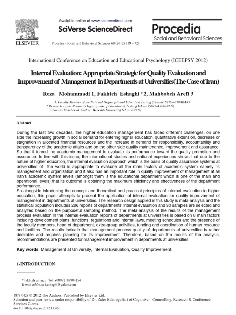 Internal Evaluation for University Management | PDF | Evaluation ...