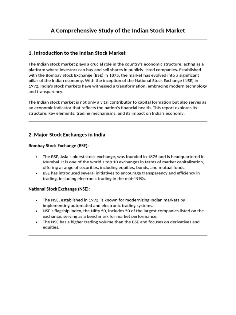 Overview of the Indian Stock Market | PDF | Stocks | Stock Market