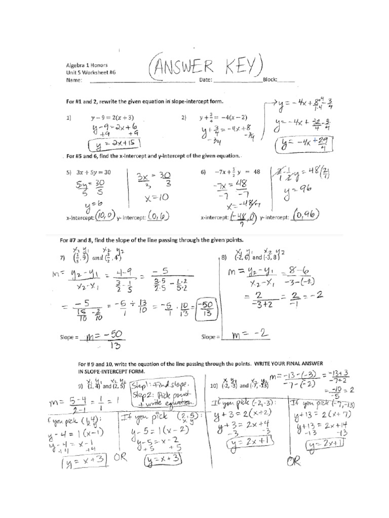 Lesson 6 Worksheet 6 Answer Key V2 | PDF