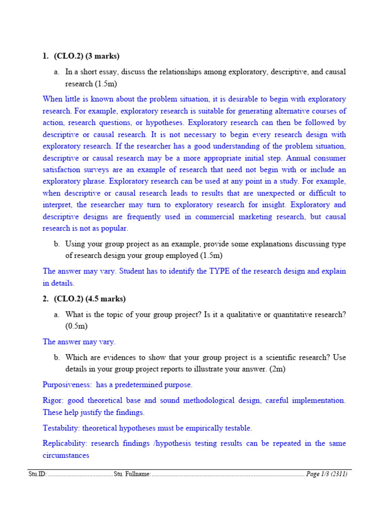 Final exam 231 - Answer (1) | PDF | Hypothesis | Causality