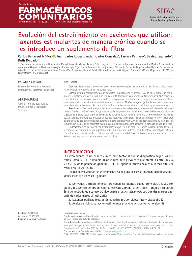 Sefac,+fc2022 14 1 07uso Laxantes Esp | PDF | Farmacia | Estreñimiento