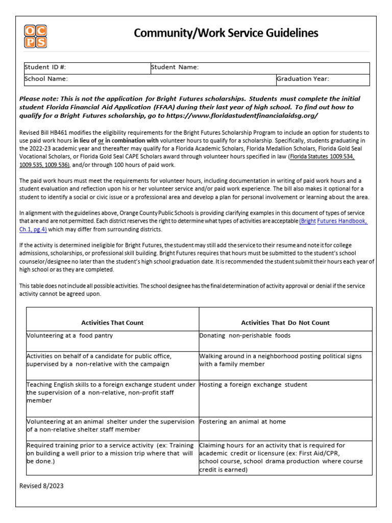 Community-Work Service Form | PDF | Volunteering