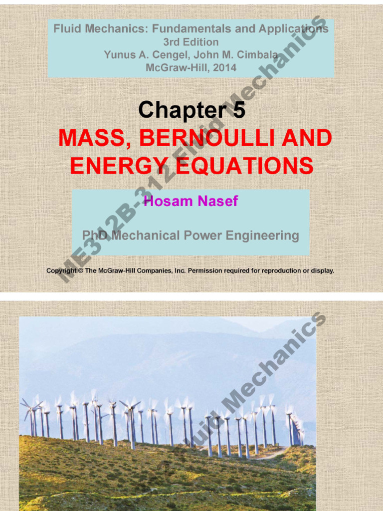 Chapter 5 Mass Bernoulli and Energy Equations | PDF