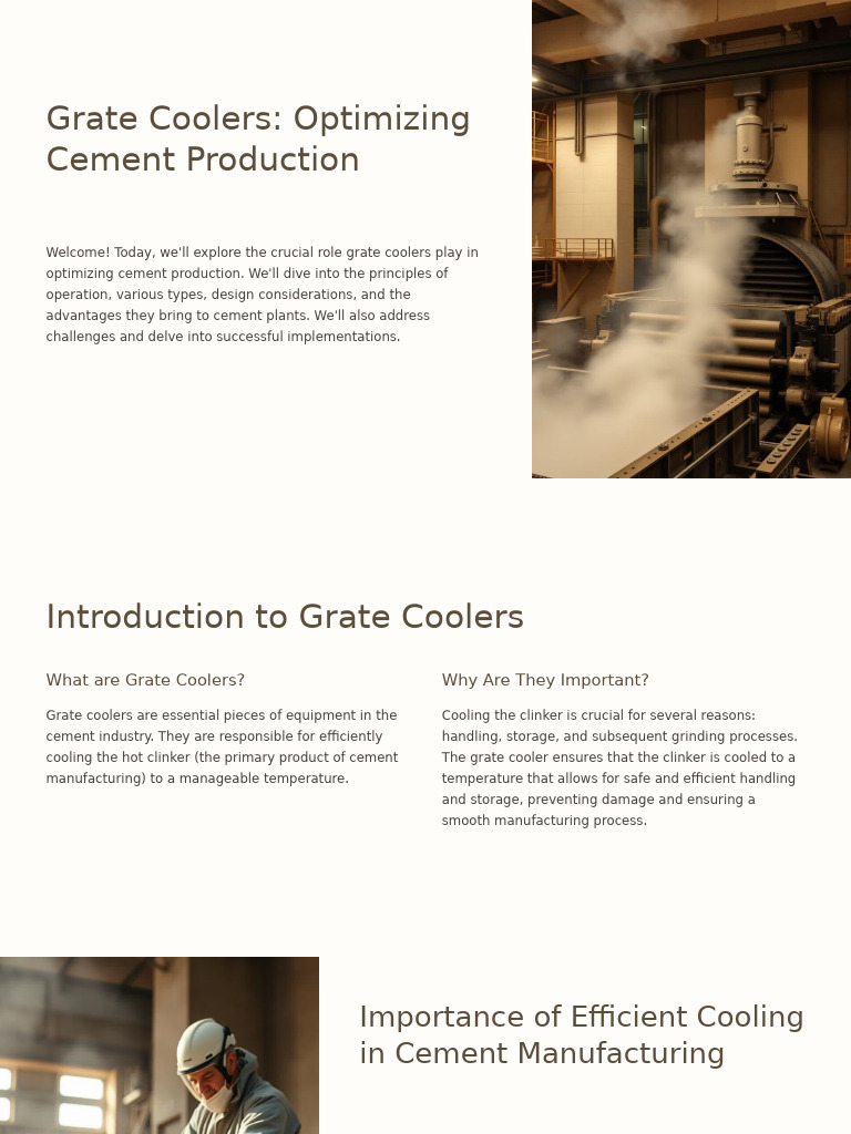 Grate Coolers Optimizing Cement Production | PDF | Cement | Heat Transfer