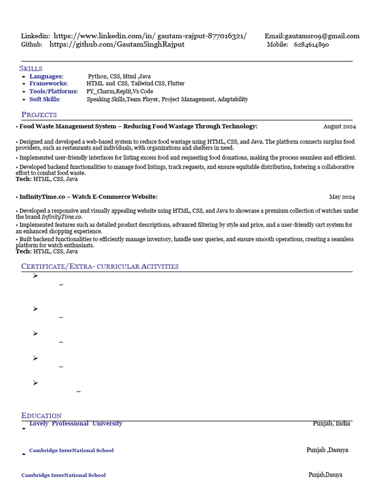 MyCV | PDF | Java (Programming Language) | Software
