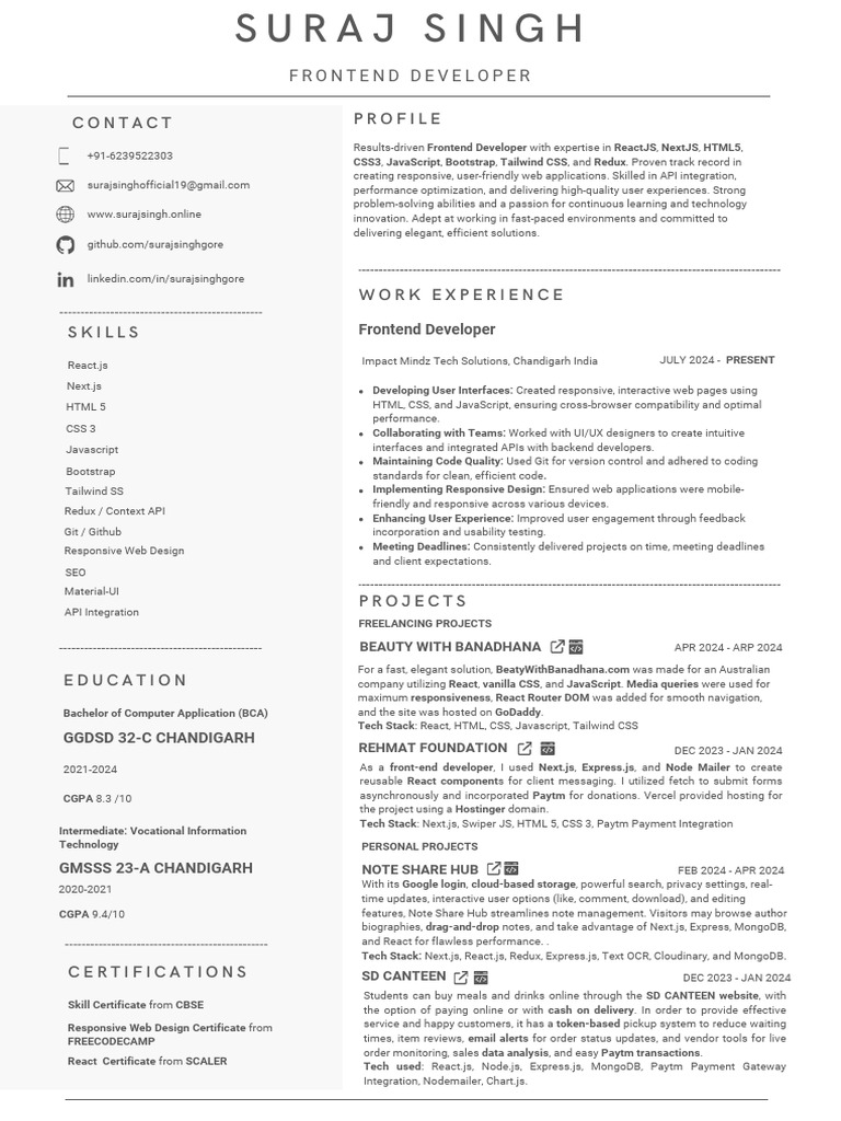 frontend resume | PDF | Java Script | Design