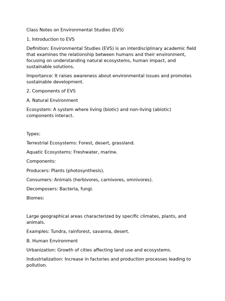 EVS | PDF | Ecosystem | Natural Environment