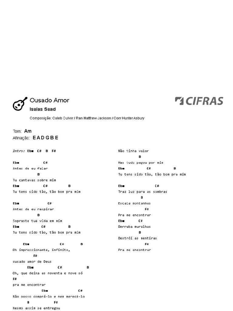 CIFRAS Cifra Isaias-Saad Ousado-Amor | PDF