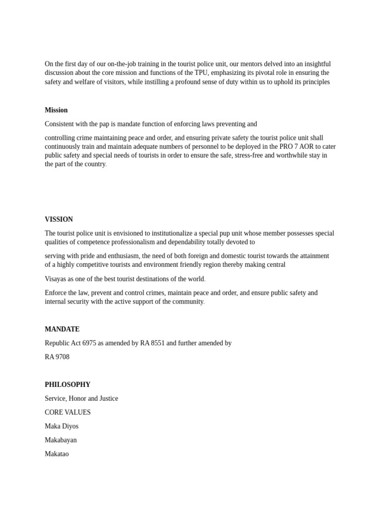 Tourist Police Unit | PDF | Police | Crisis Management