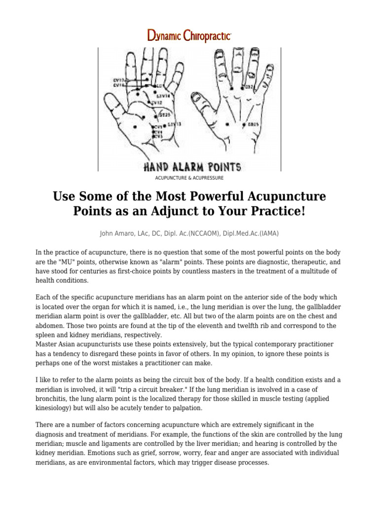 Use Some of The Most Powerful Acupuncture Points As An Adjunct To Your ...