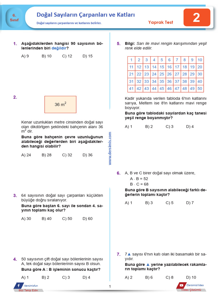 2 Dogal Sayilarin Carpanlarive Katlari 2 | PDF