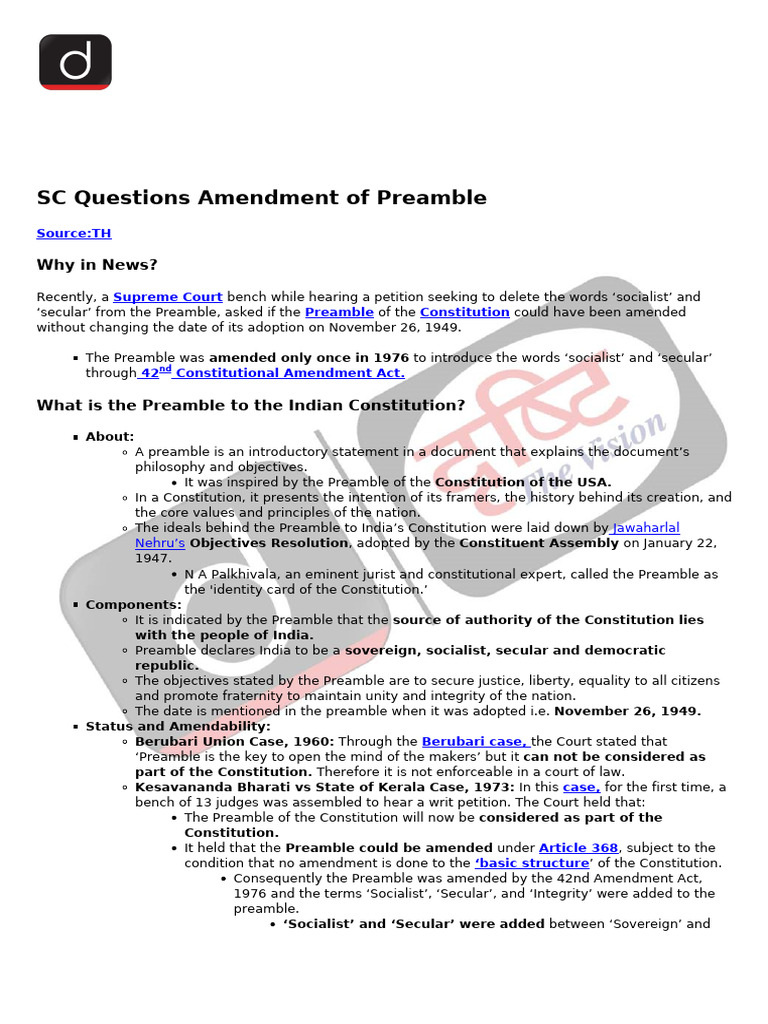 Supreme Court Amendment of Preamble | PDF | Common Law | Constitutional Law