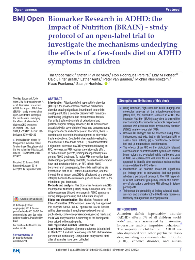 ADHD biomarkers 1 | PDF | Attention Deficit Hyperactivity Disorder | Statistics