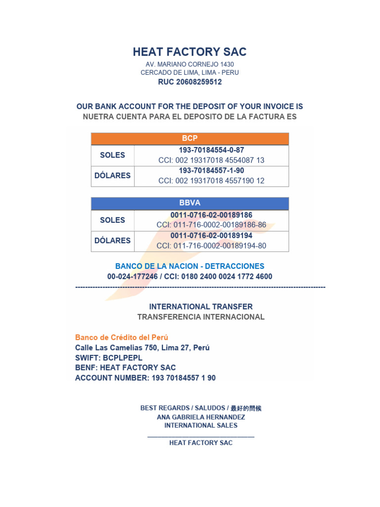 Carta Cuentas Heat Factory Sac | PDF