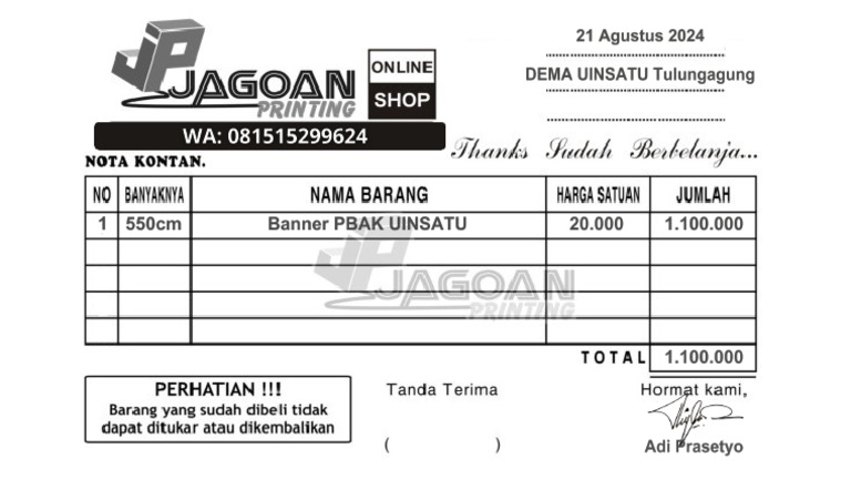 .NOTA BANNER PBAK UINSATU. | PDF