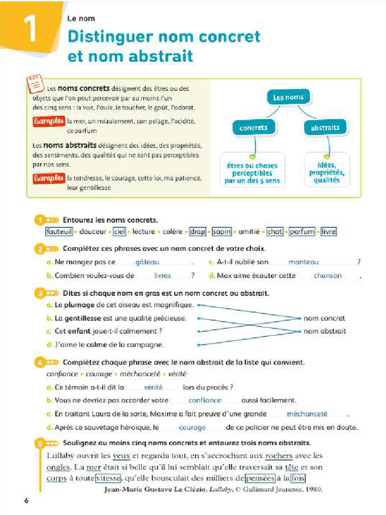 Distinguer nom concret et nom abstrait | PDF