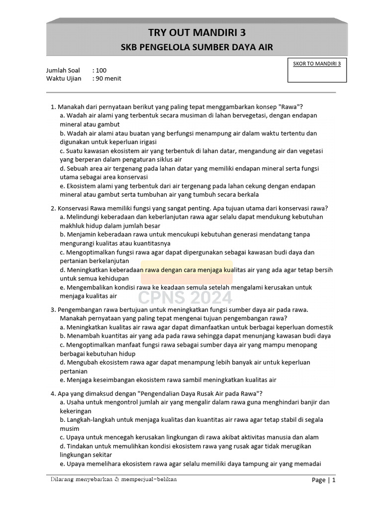 TO3 - Pengelola Sumber Daya Air | PDF