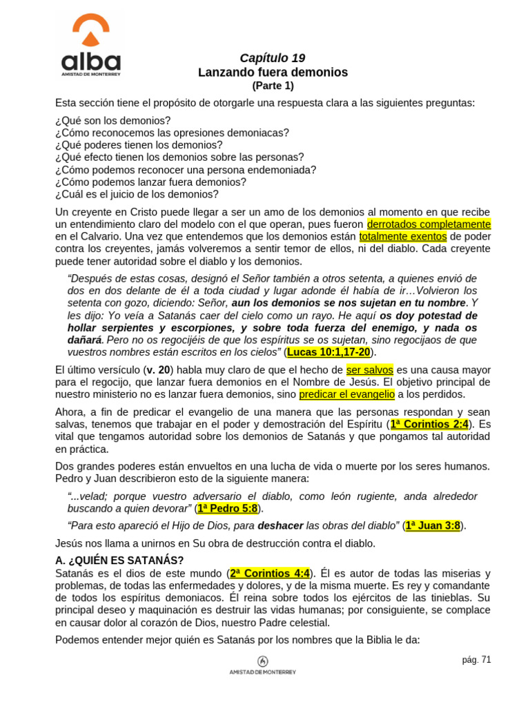 Lanzando Fuera Demonios (Del Maestro) Parte 1 | PDF | Demonios | Satán