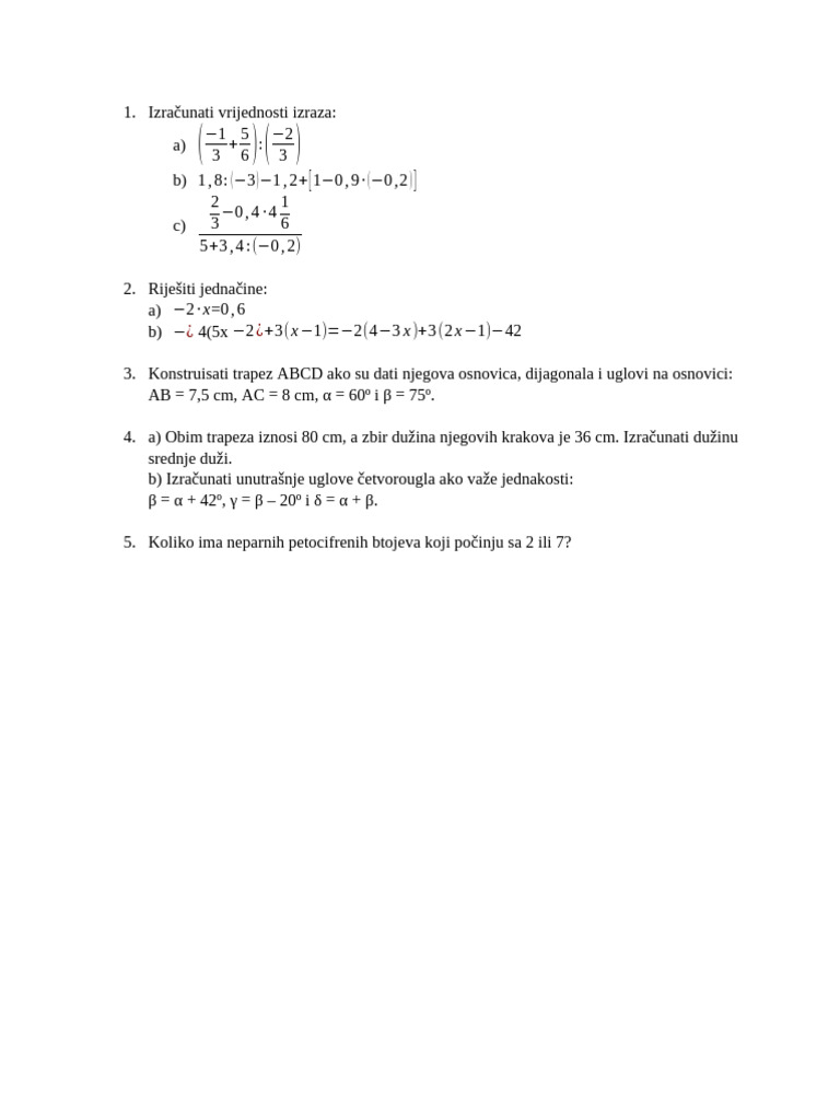 4 Pismeni - VII Razred | PDF