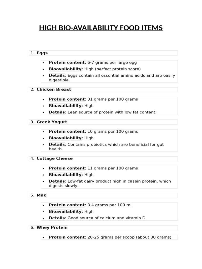 High Bioavailability Protein Foods | PDF | Legume | Foods