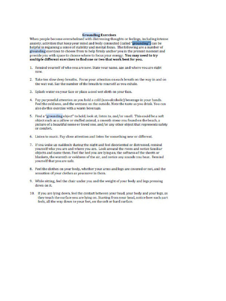 I Feel Statement and Grounding | PDF