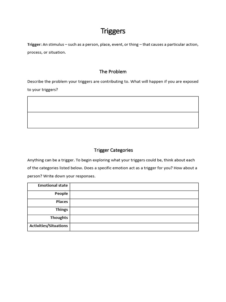 Triggers - Anger Worksheet | PDF