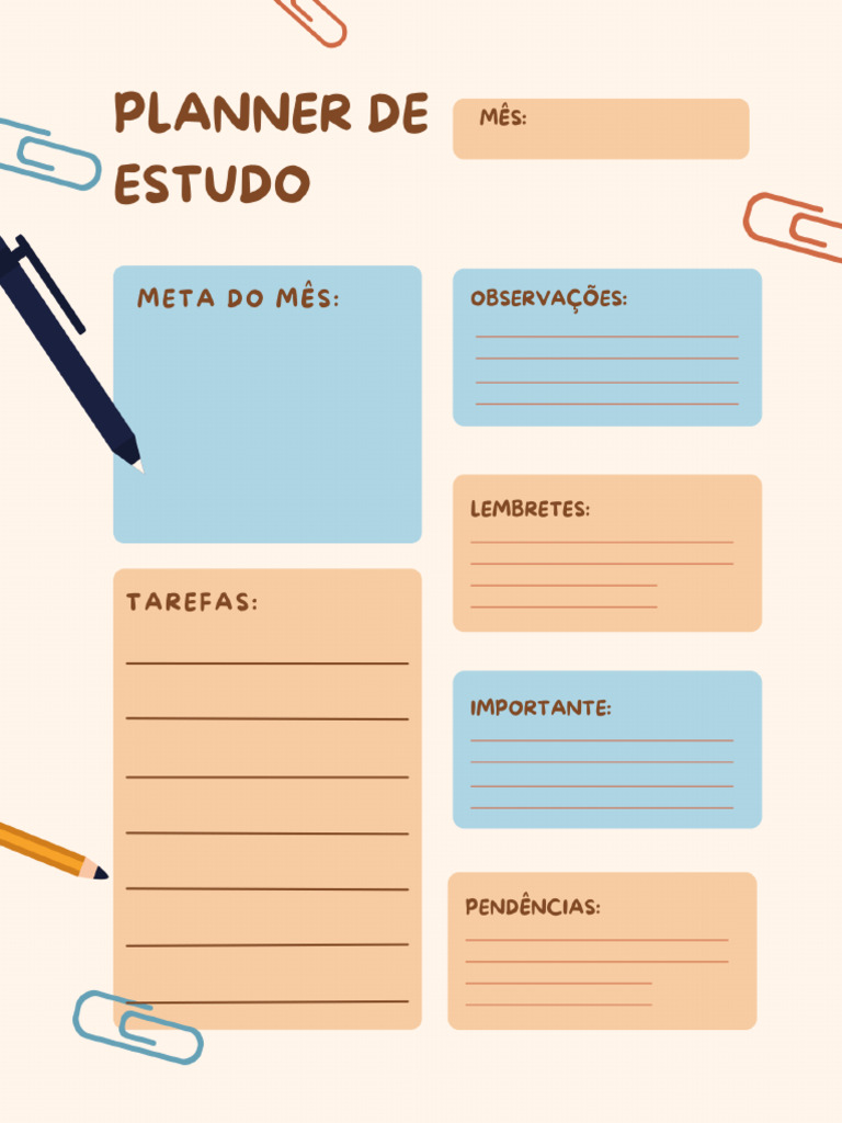 9 Modelos de Planner de Estudo | PDF
