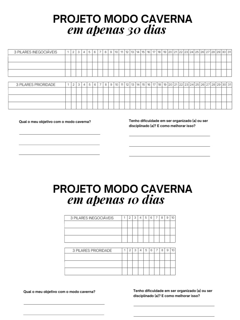 Rotina Modo Caverna PDF | PDF