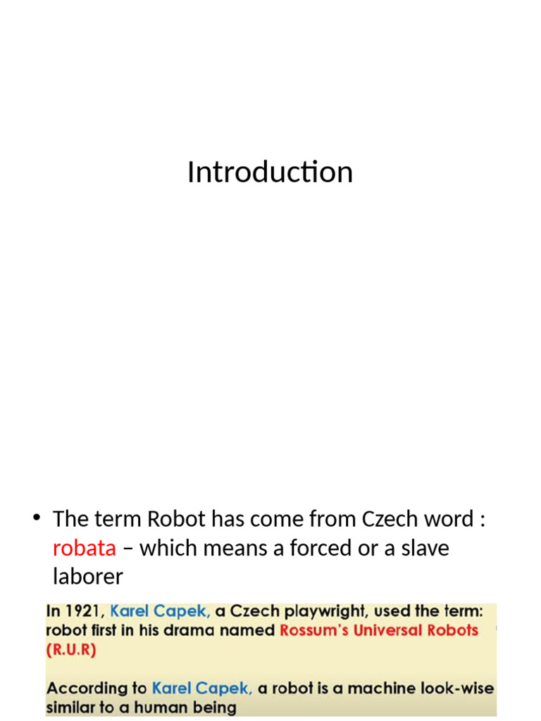 1 Robotics Introduction 16-07-2024 | PDF | Actuator | Robot