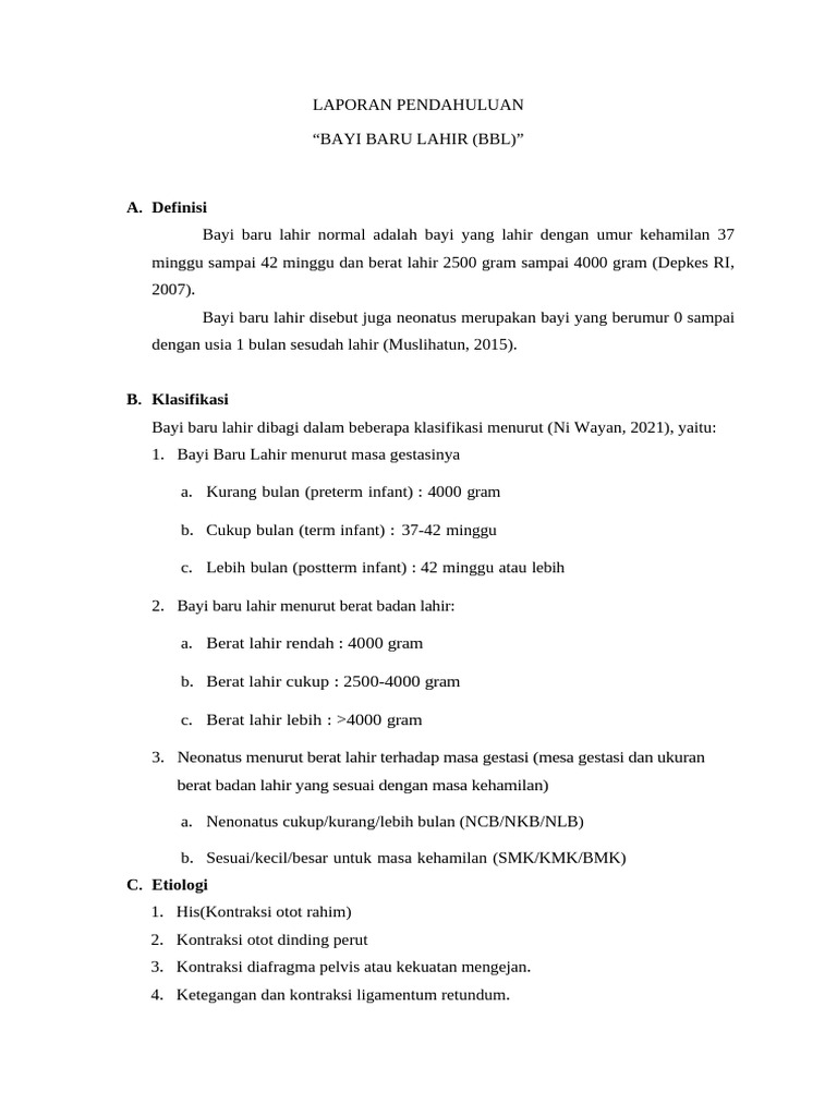 LP Bayi Baru Lahir (BBL) - 1 | PDF