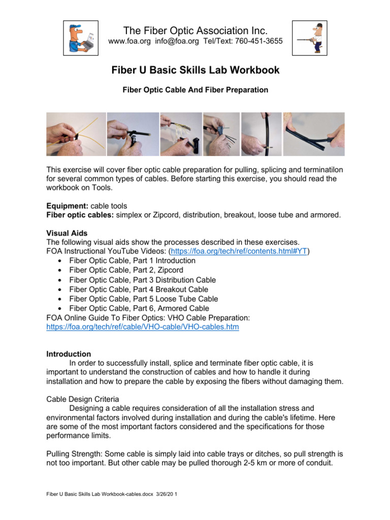 Fiber U Cable Preparation Workbook | PDF | Optical Fiber | Equipment