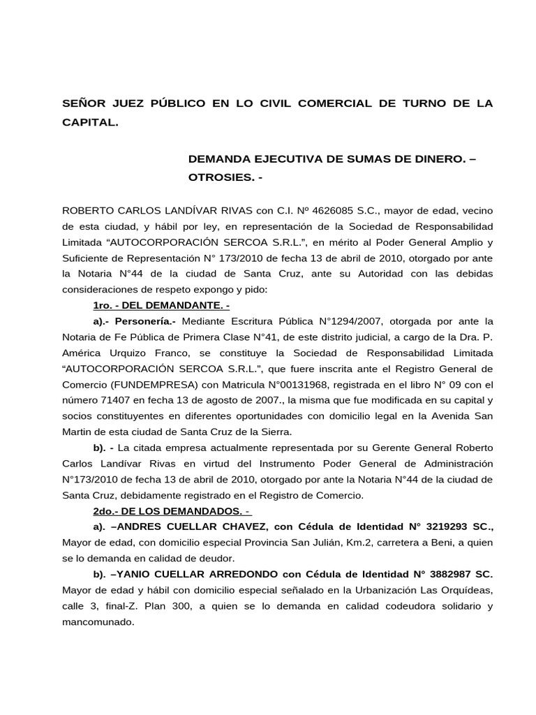 Demanda Nueva Andres Cuellar Chavez 2020 | PDF | Ley común | Justicia