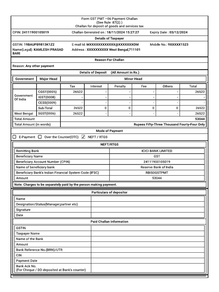Gst-Challan Oct 24 | PDF