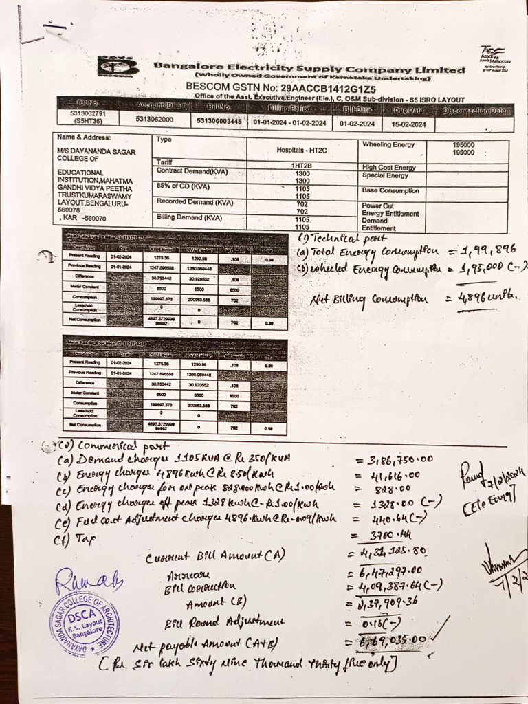 7.1.2.1 Doc 2c. BESCOM Electricity Bills | PDF
