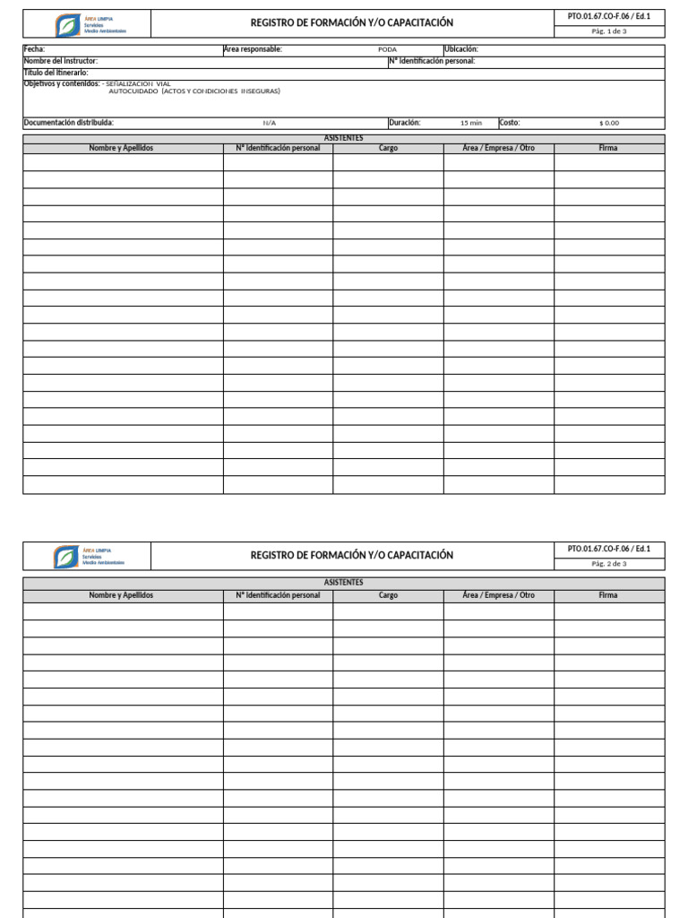 Formato de Capacitacion | PDF | Business