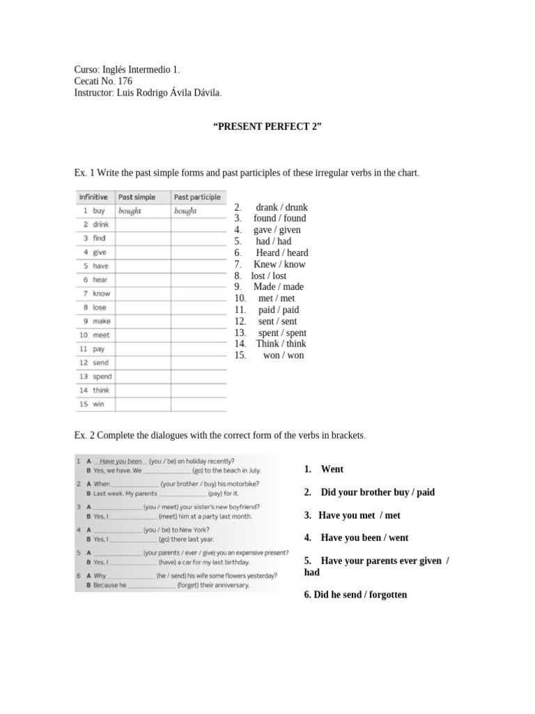 Inglés Intermedio 1 Aduana. Tarea 10 Luis Hernández 3651 | PDF