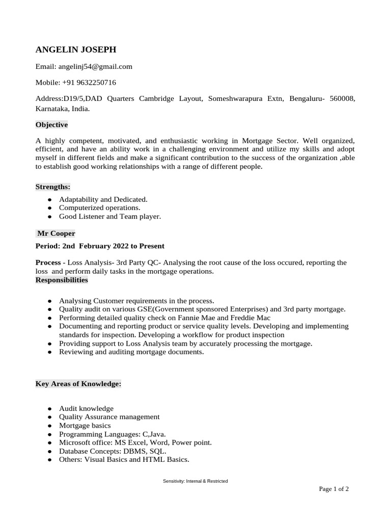 CV sample | PDF | Databases | Computing