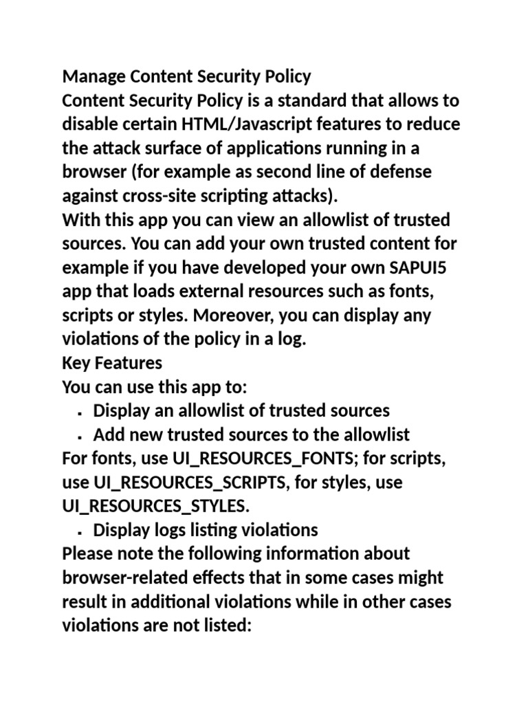Content Security Policy Management Tool | PDF