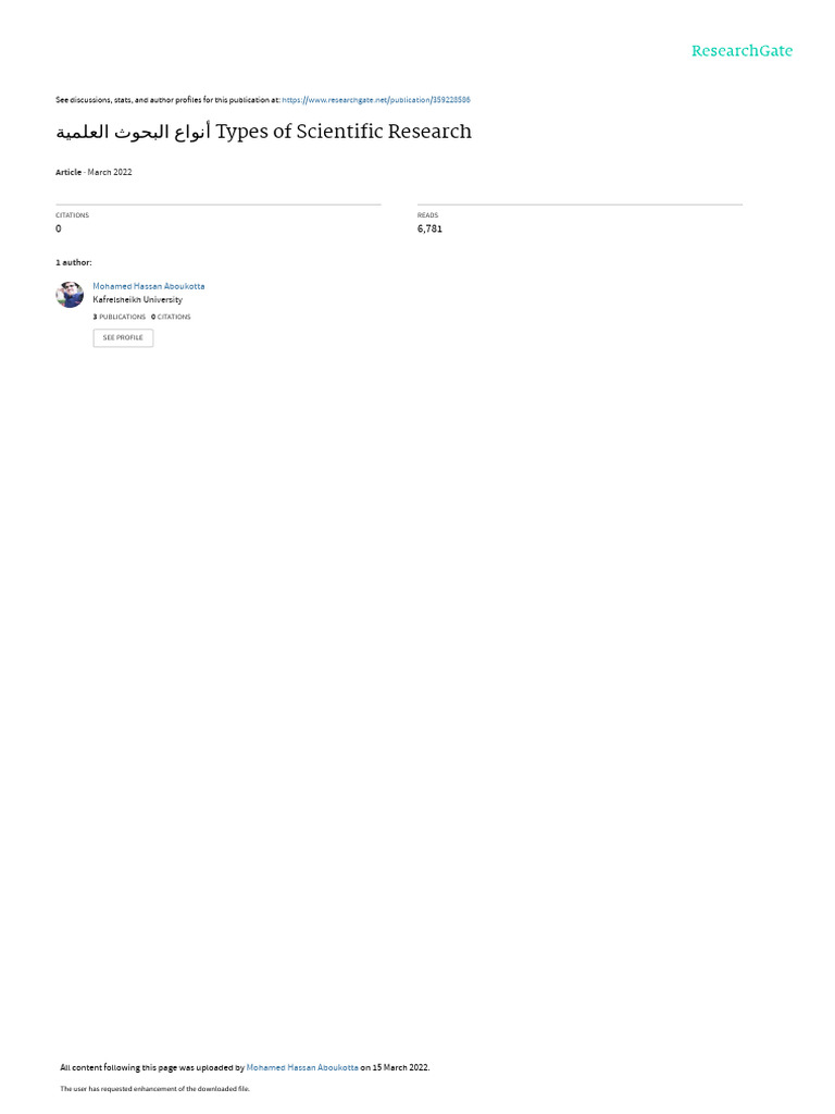 Types of Scientific Research | PDF