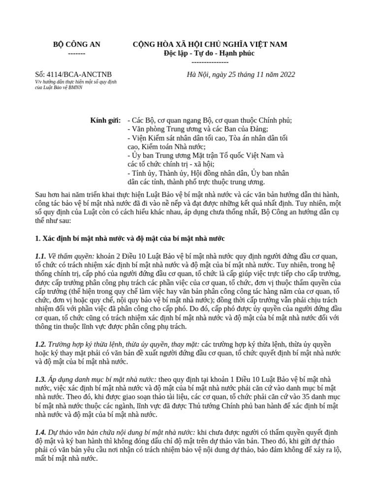 Văn bản 4114 BCA 2022 (HD thực hiện) | PDF
