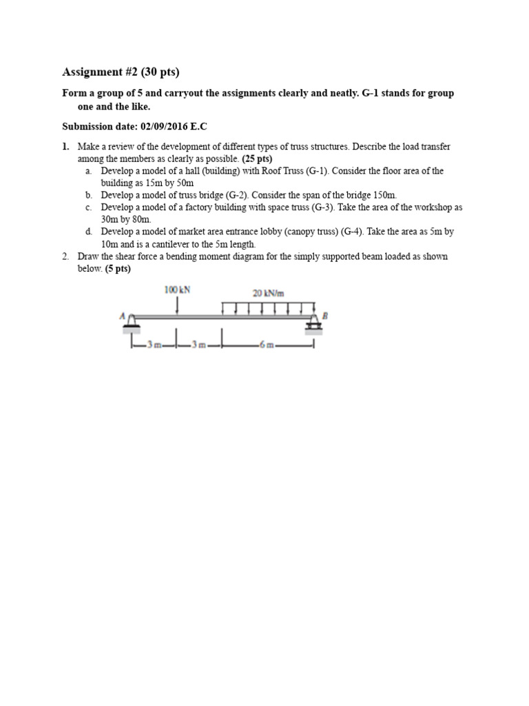Assignment & Example #2 | PDF | Truss | Mechanical Engineering