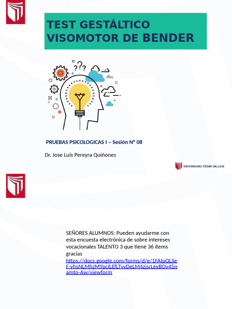 Test Bender: Evaluación Visomotora Infantil | PDF | Percepción ...