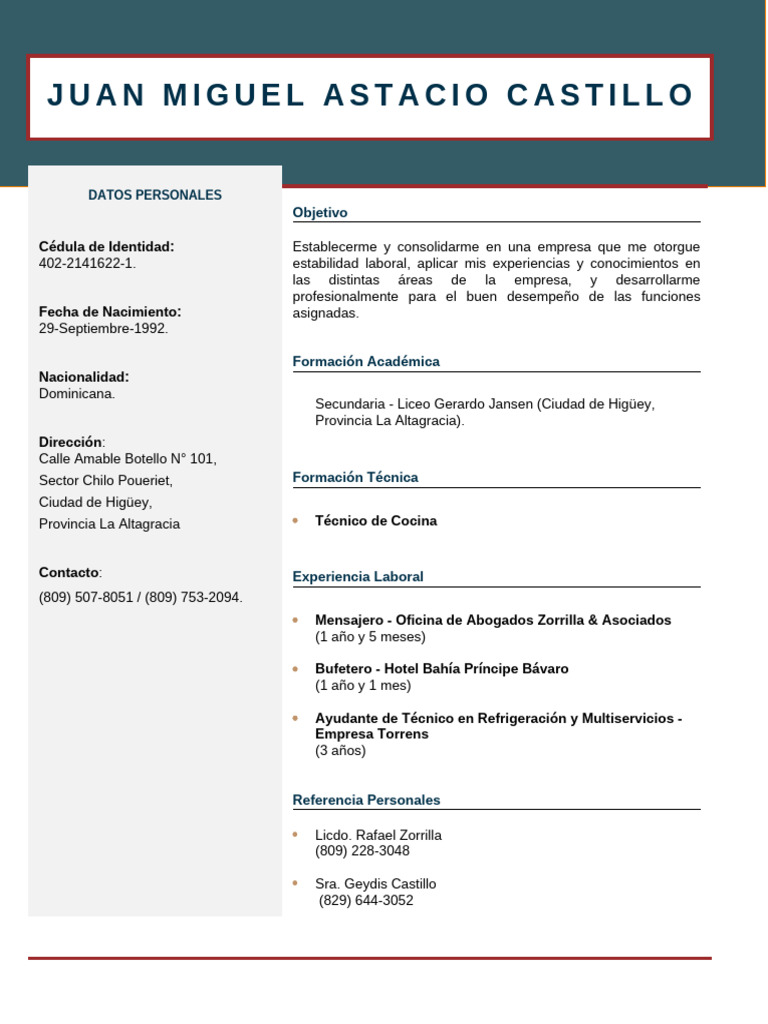 Cv-Juan Miguel Astacio Castillo | PDF
