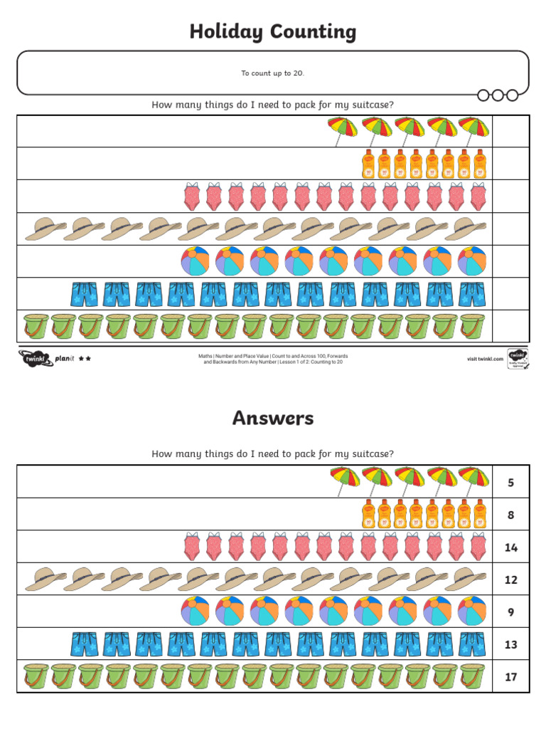 Activity Sheet Holiday Counting | PDF