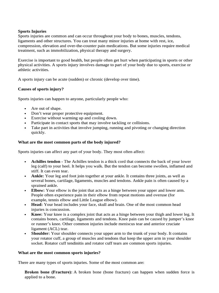 Sports Injuries, Postural Problems | PDF | Knee | Musculoskeletal System