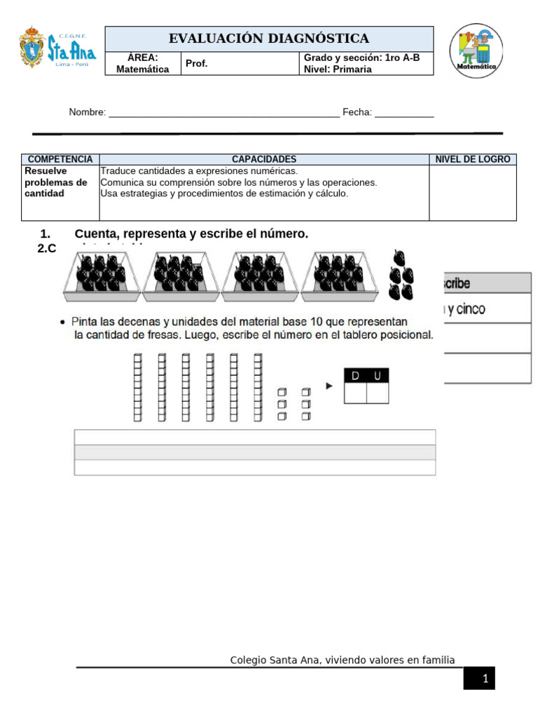 MAT-EVALUACIÓN DIAGNÓSTICO 2do GRADO 2025 | PDF | Geometría | Sustracción