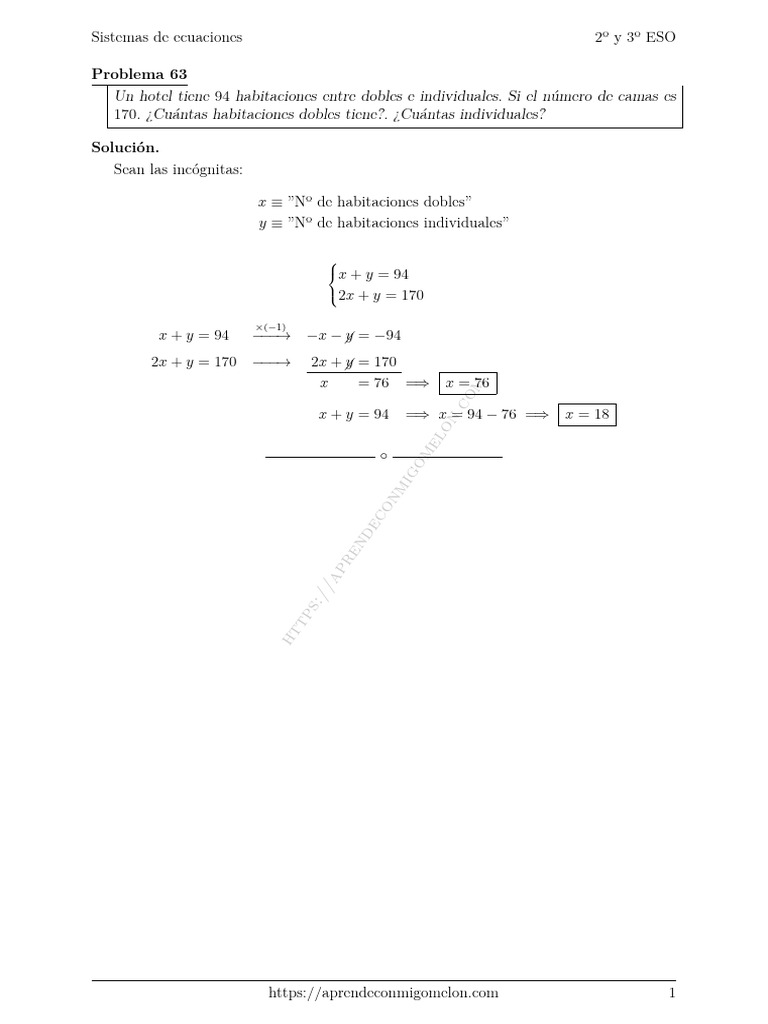 Pse 63 Problema Sistemas Ecuaciones 2 Eso PDF | PDF
