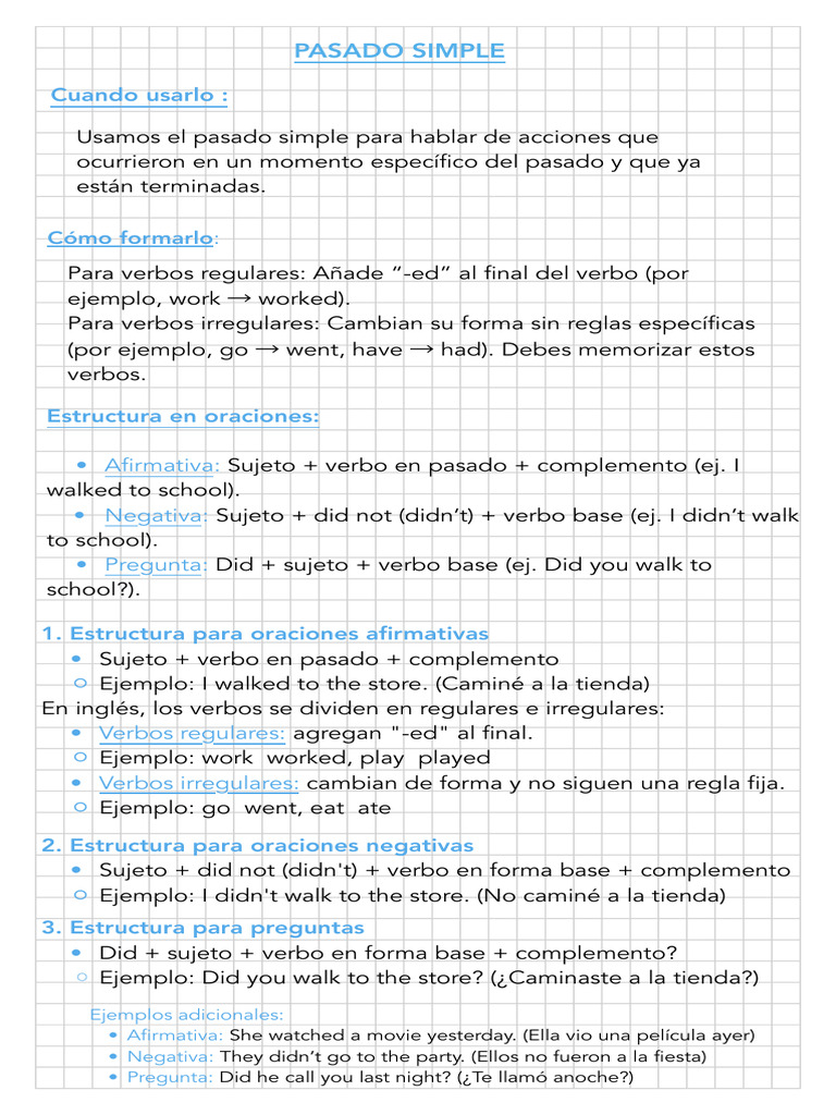 Pasado Simple | PDF